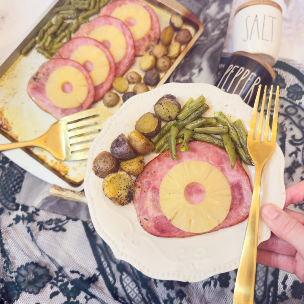 Ham Steak Sheet Pan Dinner - Easy Recipes For One