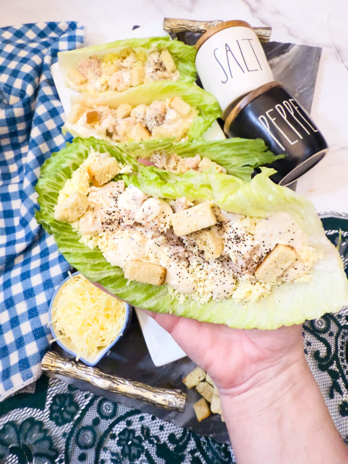 Easy Chicken Caesar Lettuce Boats
